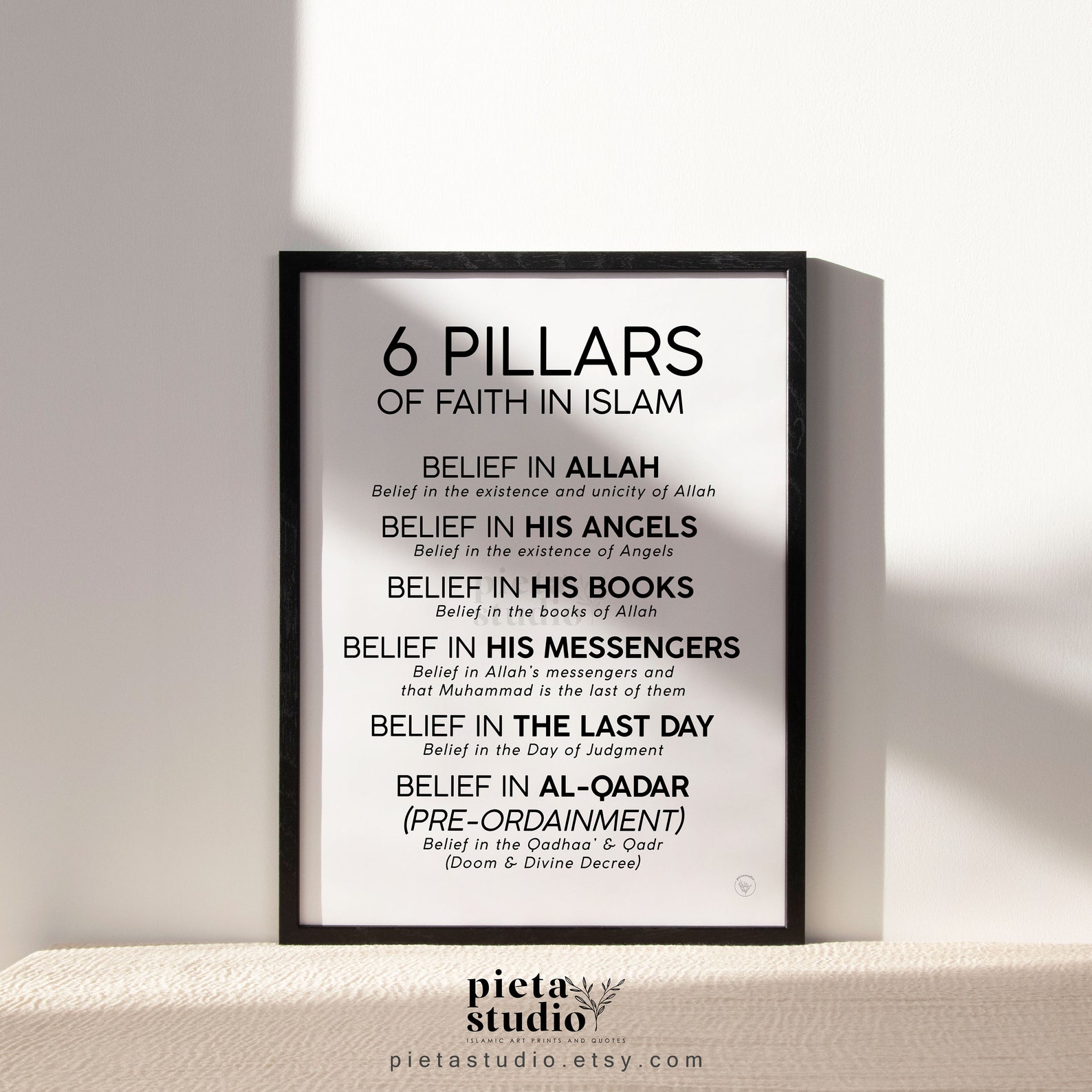 6 Pillars of Faith in Islam Wall Art Printable Islamic - Etsy