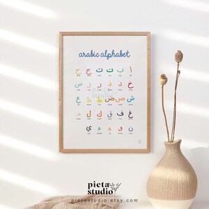 Colorful Arabic Alphabet Poster Digital Print, Islamic Wall Art Kids ...