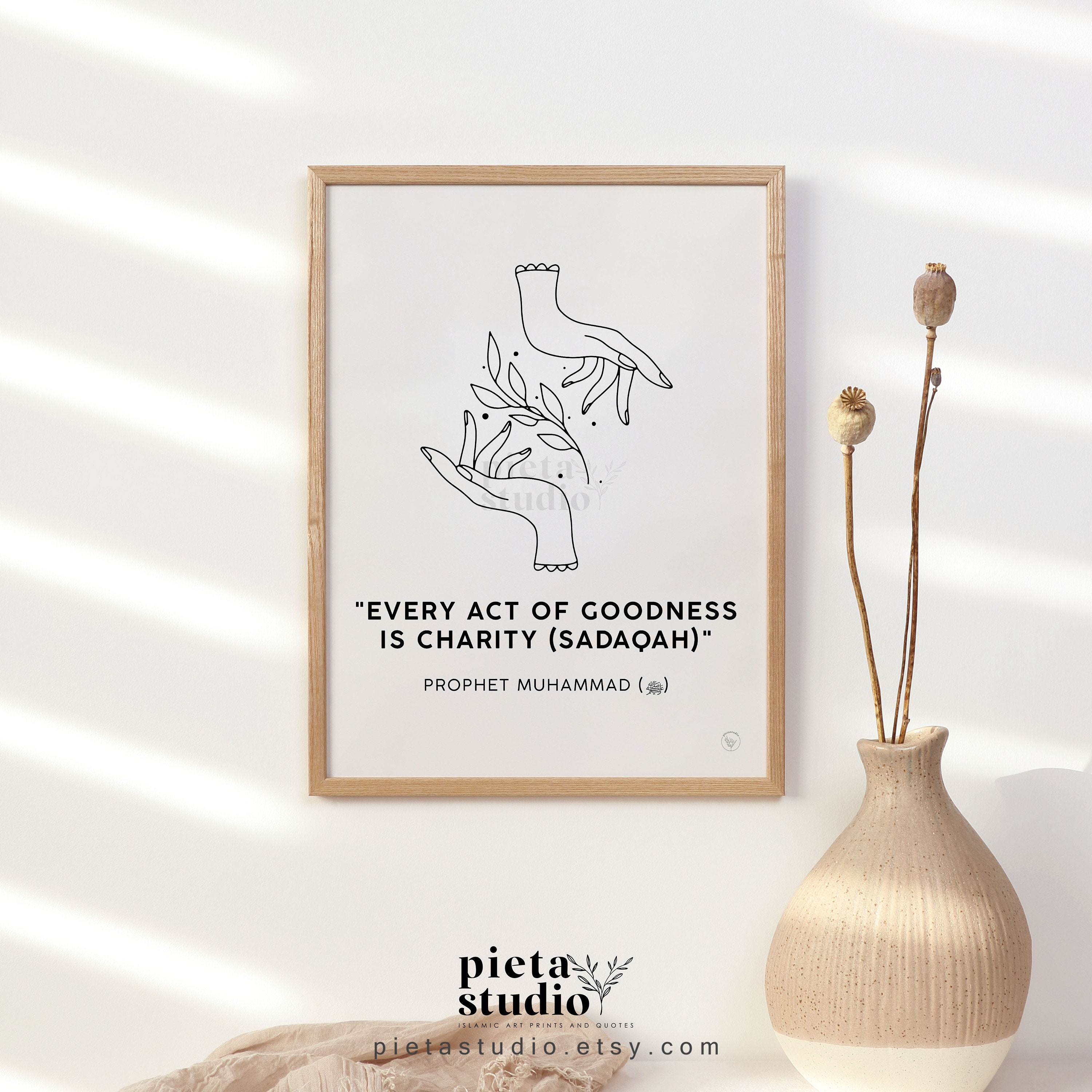 Hadith Wall Art, Sadaqah Charity Quote Printable, Islamic Reminders ...