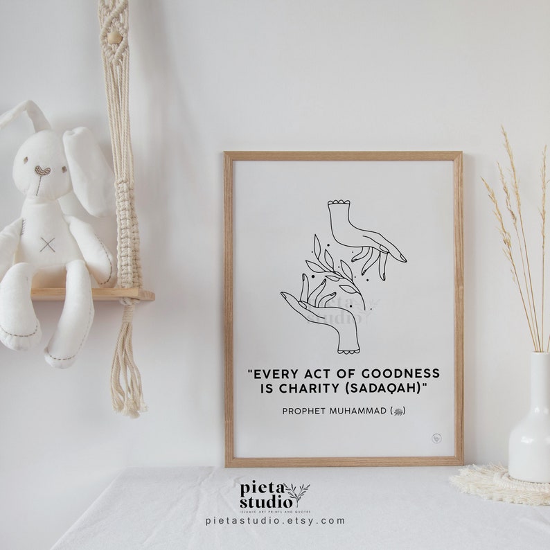 Hadith Wall Art, Sadaqah Charity Quote Printable, Islamic Reminders ...