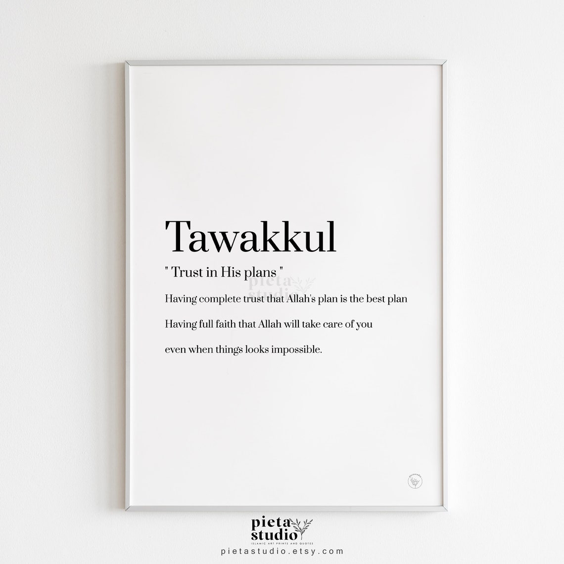 Tawakkul With Meaning Quotes Wall Art Printable Tawakkal | Etsy