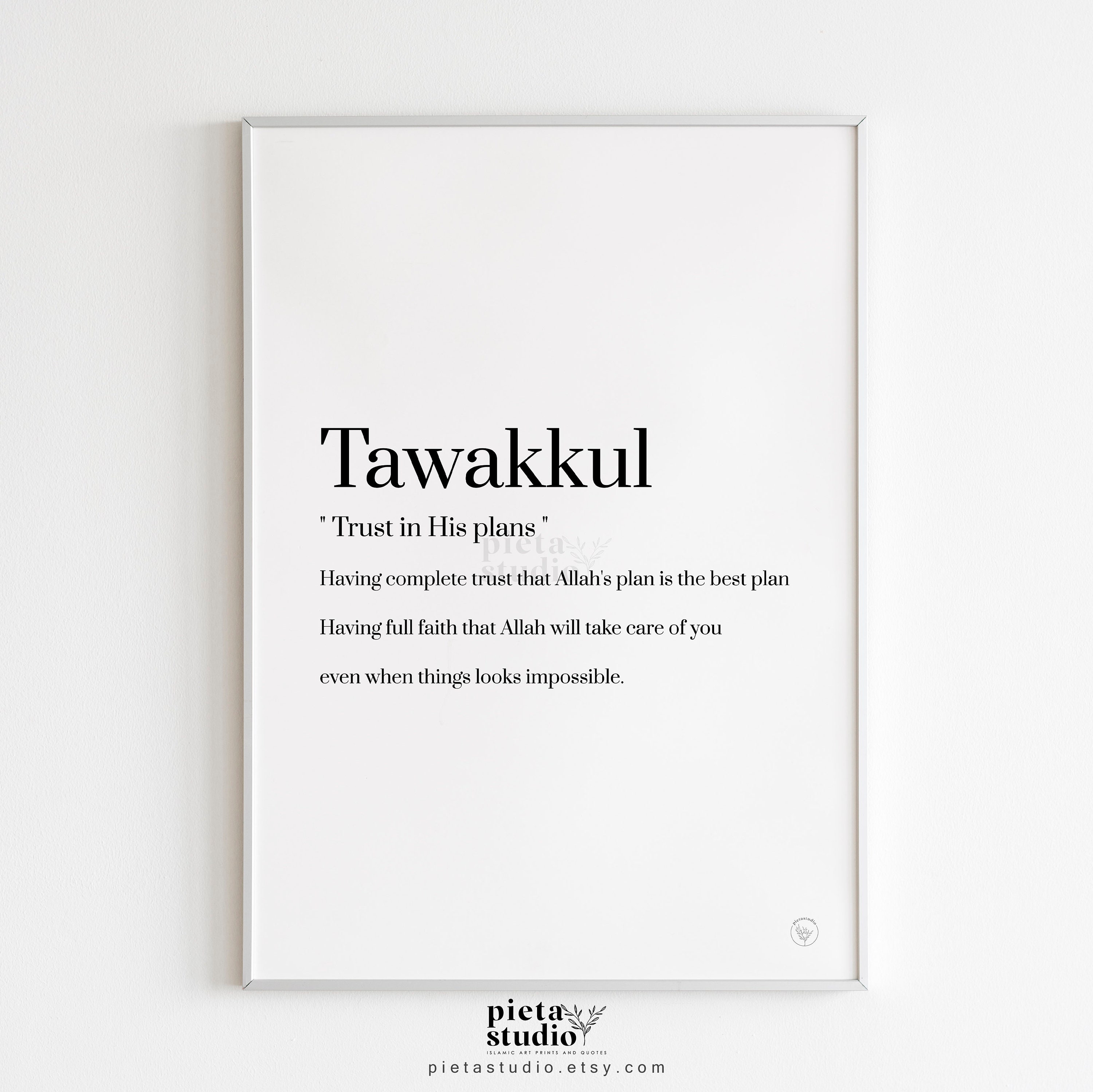 Tawakkul With Meaning Quotes Wall Art Printable, Tawakkal, Tawakul ...
