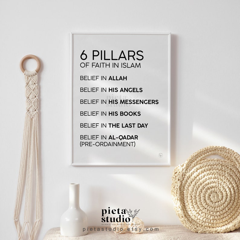 6 Pillars of Faith in Islam Wall Art Muslim Nursery Islamic - Etsy