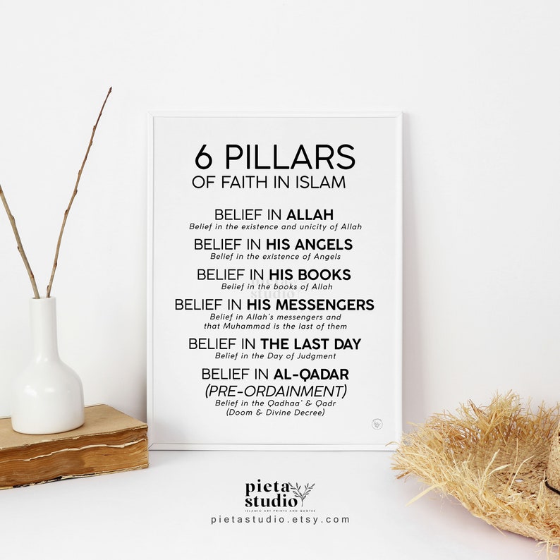 6 Pillars of Faith in Islam and 5 Pillars of Islam Wall Art | Etsy
