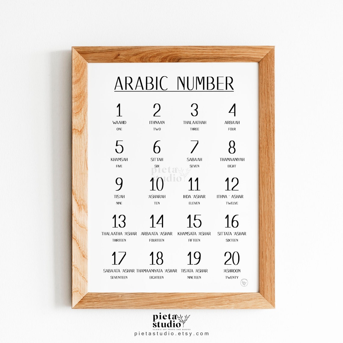 Arabic Number Poster with Words Kids Learning Printable | Etsy