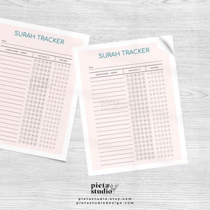 Surah Checklist, Surah Tracker Printable, Muslim Prayer Chart, Islamic ...