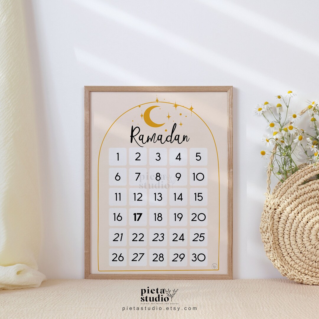 Ramadan Advent Calendar Activity Printable, Islamic Wall Art Kids Room ...
