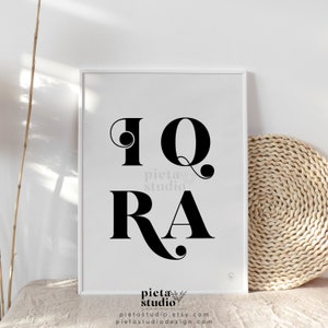 Iqra Calligraphy Quote Wall Art, Islamic Wall Art Modern Minimalist ...