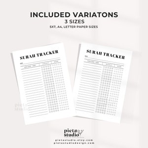 Surah Tracker Printable, Surah Checklist, Muslim Prayer Chart, Islamic ...