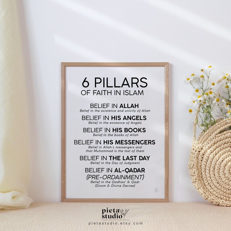 6 Pillars of Faith in Islam and 5 Pillars of Islam Wall Art | Etsy