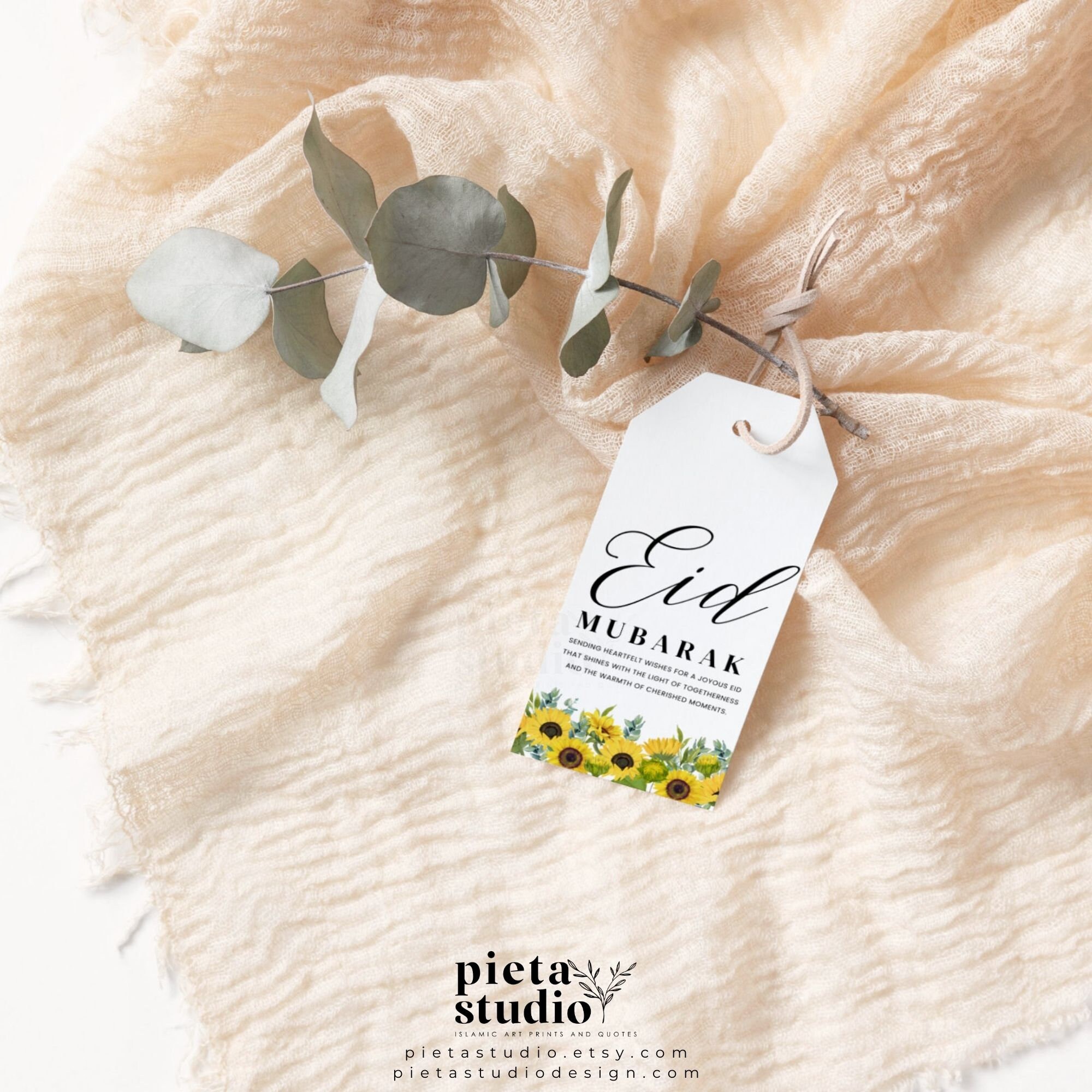 Eid Mubarak Gift Tag, Eid Gift Tag Printable, Sunflower Gift Tag ...