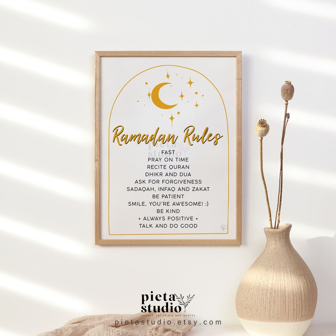 Ramadan Rules Poster, Muslim Kids Activity Printable, Islamic Wall Art ...