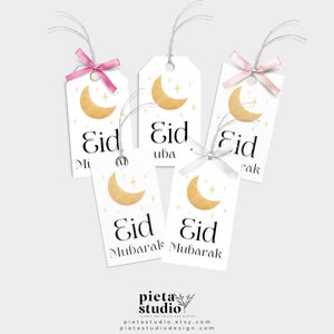 Eid Mubarak Gift Tags, Eid Gift Tag Printable, Moon Eid Favors, Modern ...