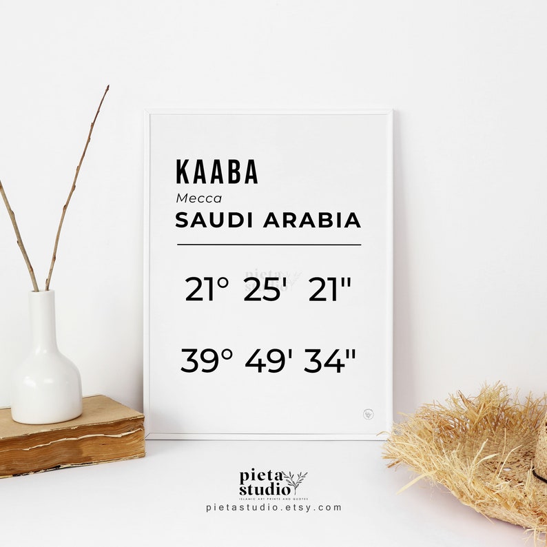 Kaaba Coordinates Poster Digital Download Mecca Wall Art - Etsy