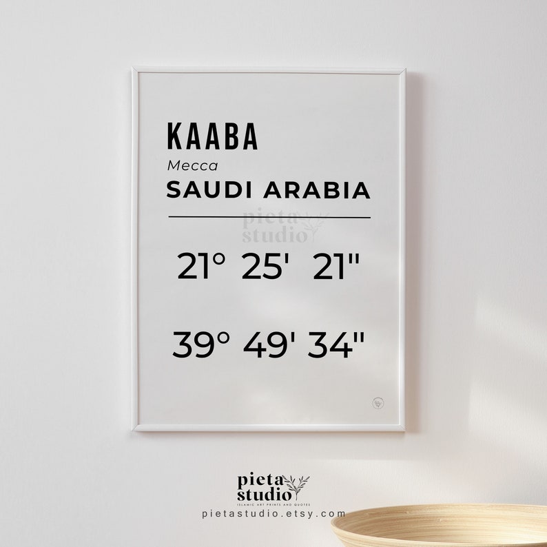 Kaaba Coordinates Poster Digital Download, Mecca Wall Art Print, Kabah ...