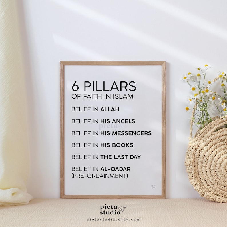 6 Pillars of Faith in Islam Wall Art Muslim Nursery Islamic - Etsy