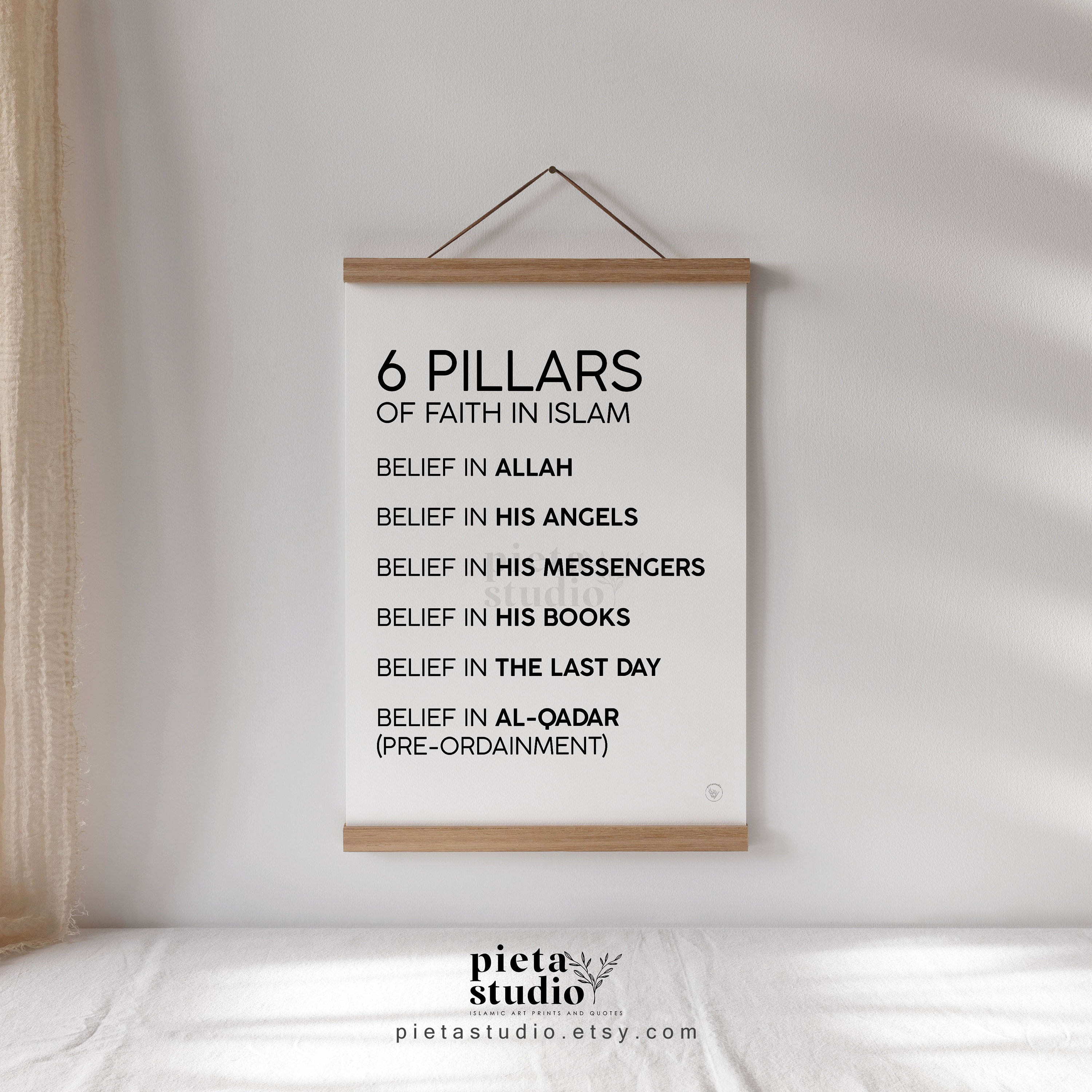 6 Pillars of Faith in Islam Wall Art, Muslim Nursery, Islamic Kids Wall ...