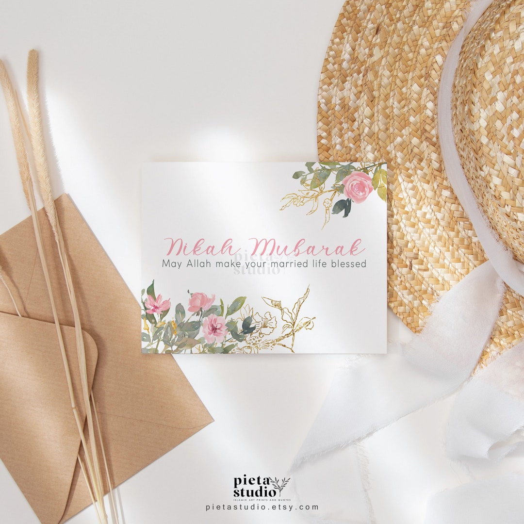 Nikkah Mubarak Card, Islamic Greeting Card Digital, Islamic Gift for ...