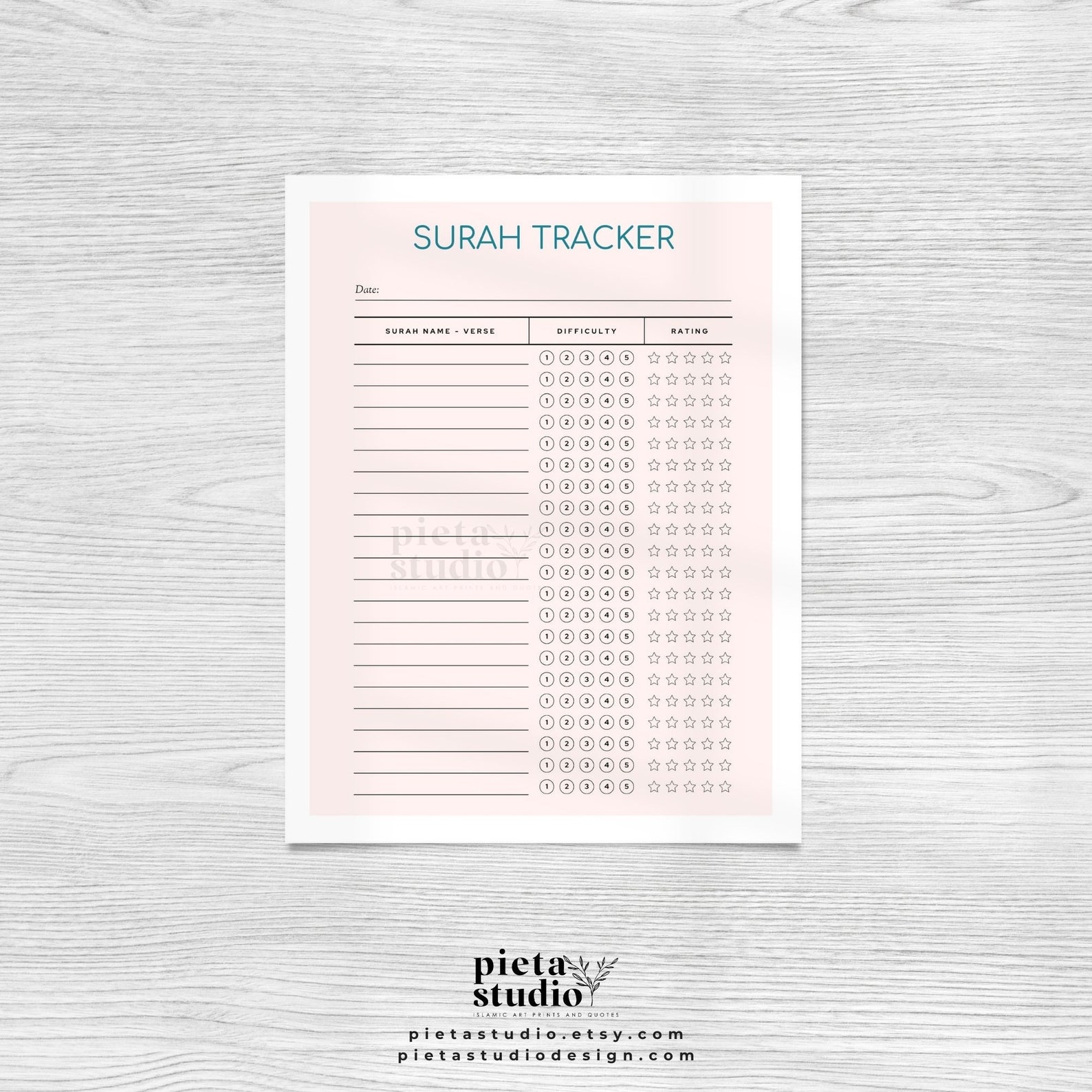 Surah Checklist, Surah Tracker Printable, Muslim Prayer Chart, Islamic ...