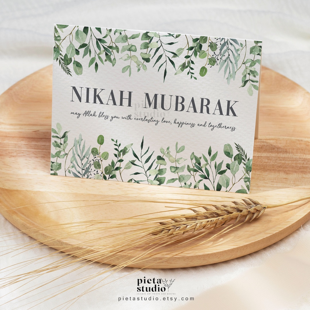Nikkah Mubarak Card, Islamic Wedding Card With Envelopes, Nikah Mubarak ...