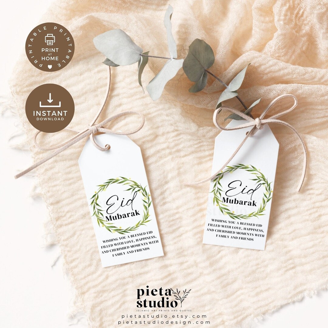 Eid Mubarak Gift Tags, Eid Gift Tag Printable, Modern Gift Tag, Eid ...