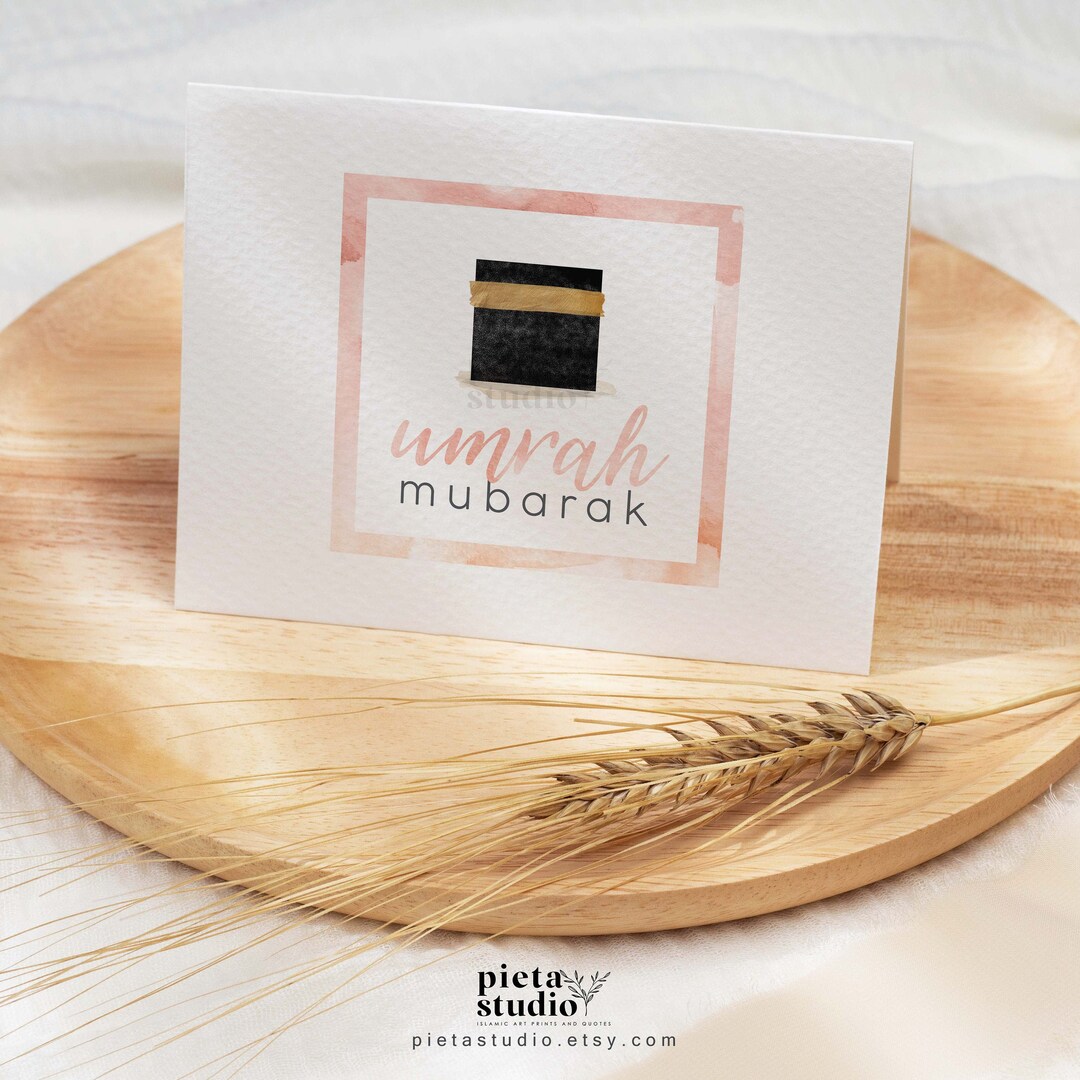 Umrah Mubarak Card With Envelope, Islamic Greeting Cards, Umra Gift ...