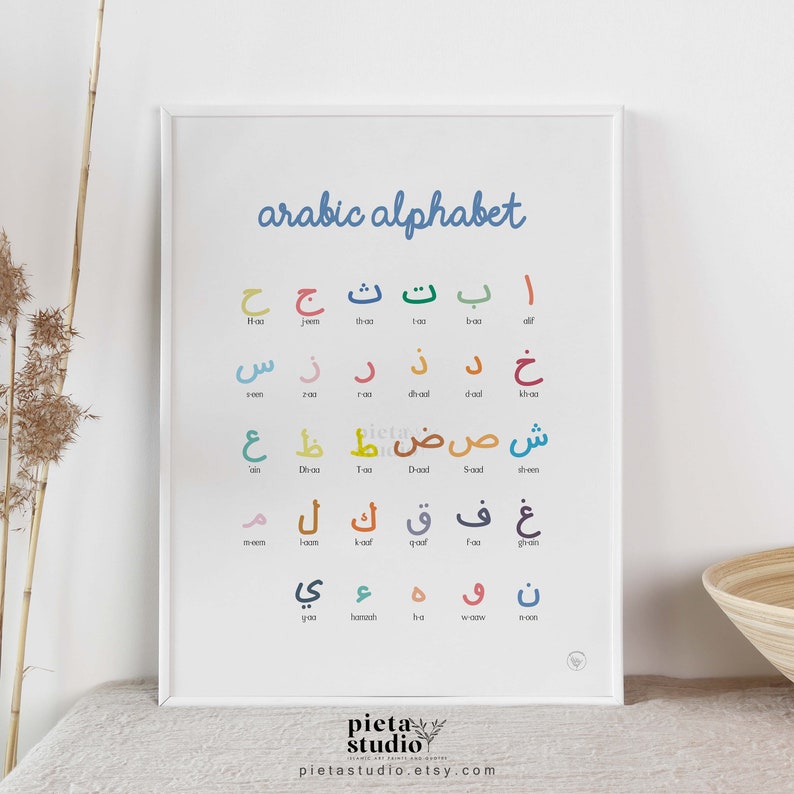 Colorful Arabic Alphabet Poster Digital Print Islamic Wall - Etsy