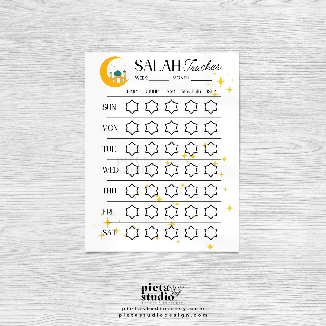 Salah Tracker for Kids, Muslim Prayer Chart, Islamic Gifts for Kids ...