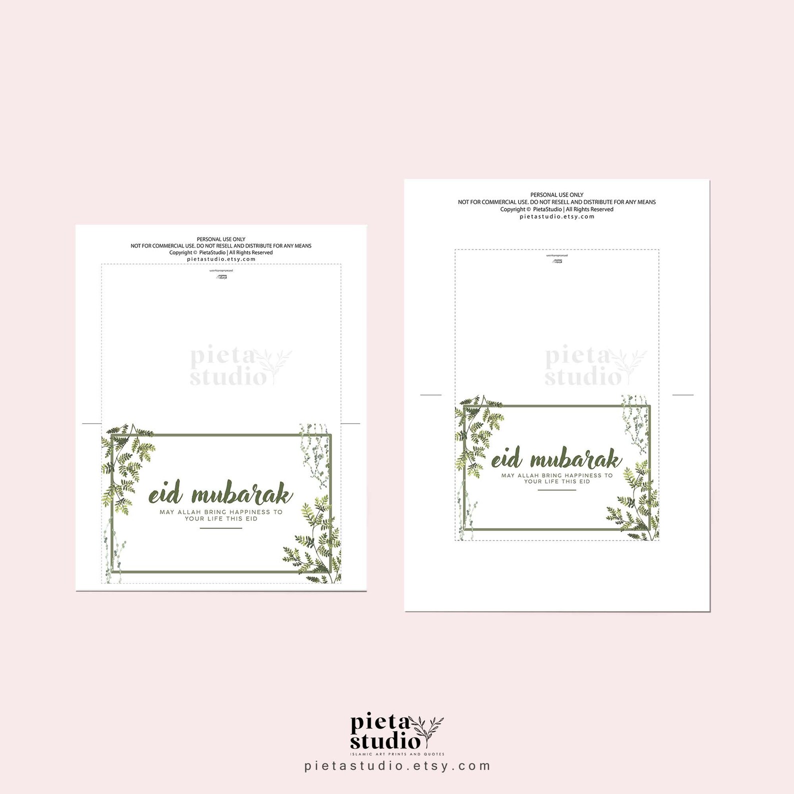 Eid Mubarak Botanical Card Digital, Islamic Greeting Card Printable ...