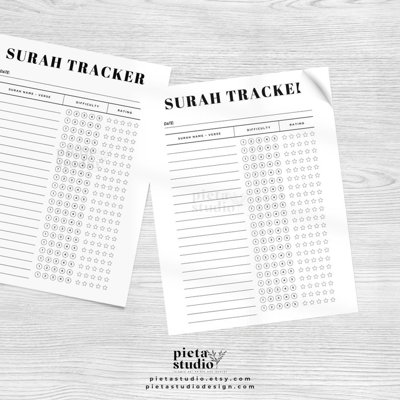 Sure Tracker zum Ausdrucken, Sure Checkliste, Muslimische Gebetstabelle ...