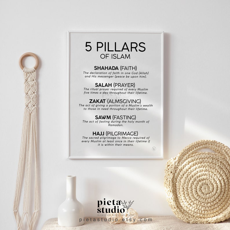 6 Pillars of Faith in Islam and 5 Pillars of Islam Wall Art | Etsy