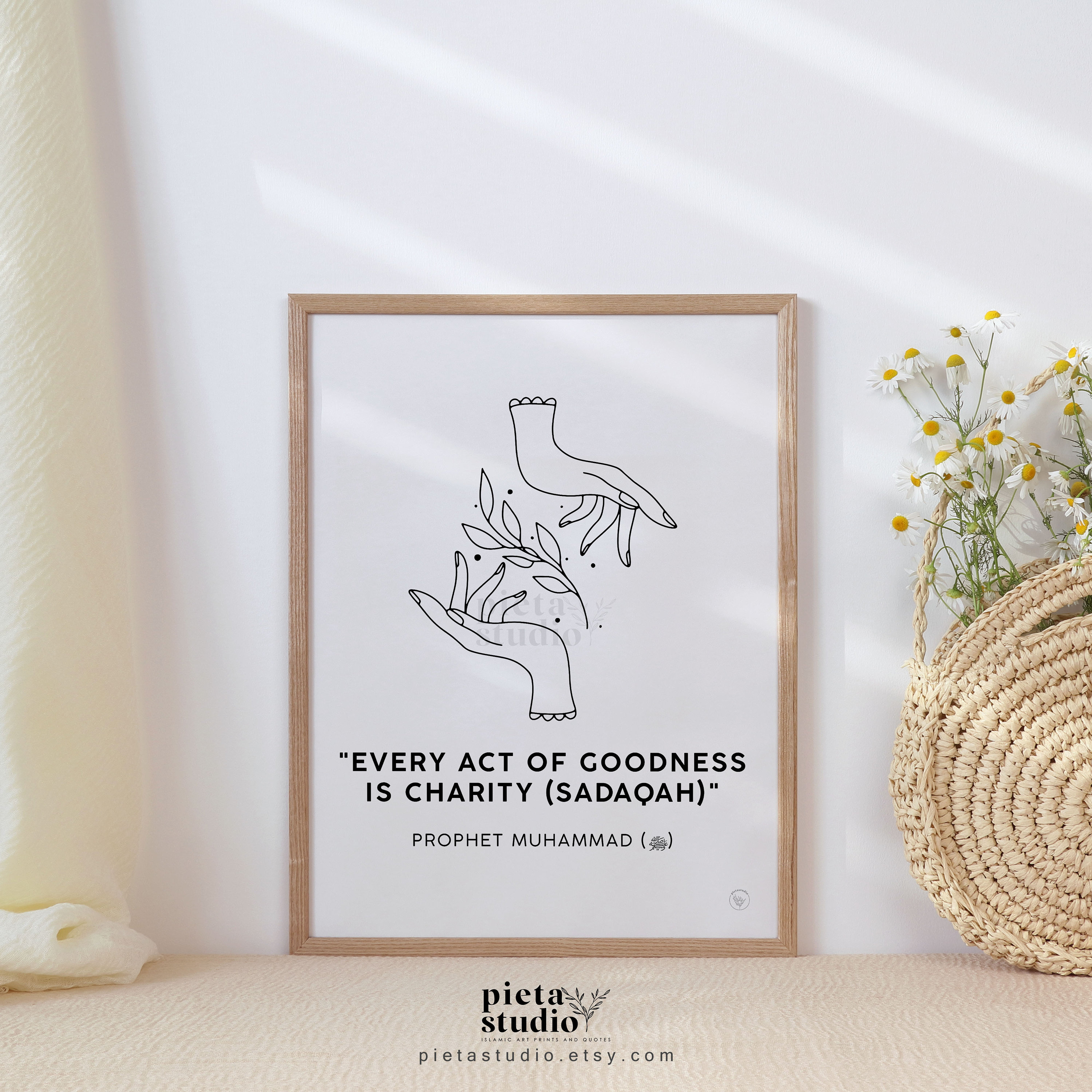 Hadith Wall Art, Sadaqah Charity Quote Printable, Islamic Reminders ...