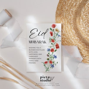 Eid Mubarak Cards Printable, Eid Al Fitr Gift, Happy Eid Card Template ...