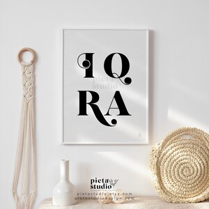 Iqra Calligraphy Quote Wall Art, Islamic Wall Art Modern Minimalist ...