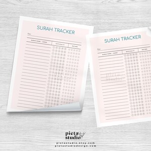 Surah Checklist, Surah Tracker Printable, Muslim Prayer Chart, Islamic ...