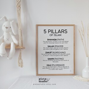 5 Pillars of Islam Wall Art Printable, Islamic Kids Educational Poster ...