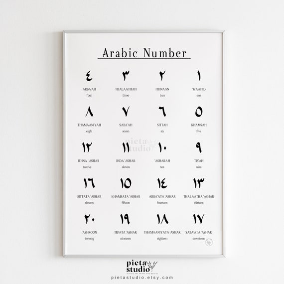 Arabic Numbers Poster Digital Download Homeschool Decor | Etsy