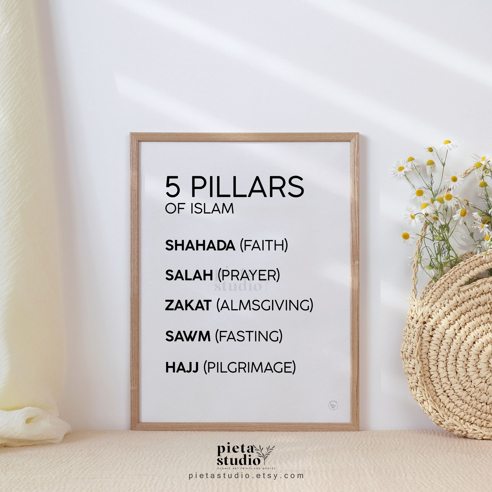 5 Pillars of Islam Wall Art Printable Islamic Reminders | Etsy