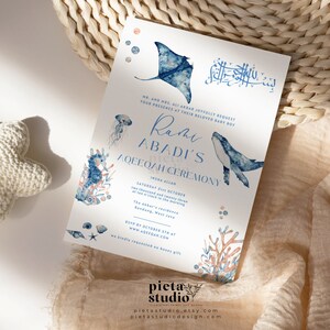 Sea Life Baby Shower Invitation, Aqiqah Invitation Templates Canva ...