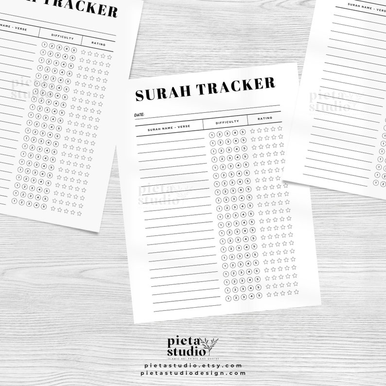 Sure Tracker zum Ausdrucken, Sure Checkliste, Muslimische Gebetstabelle ...