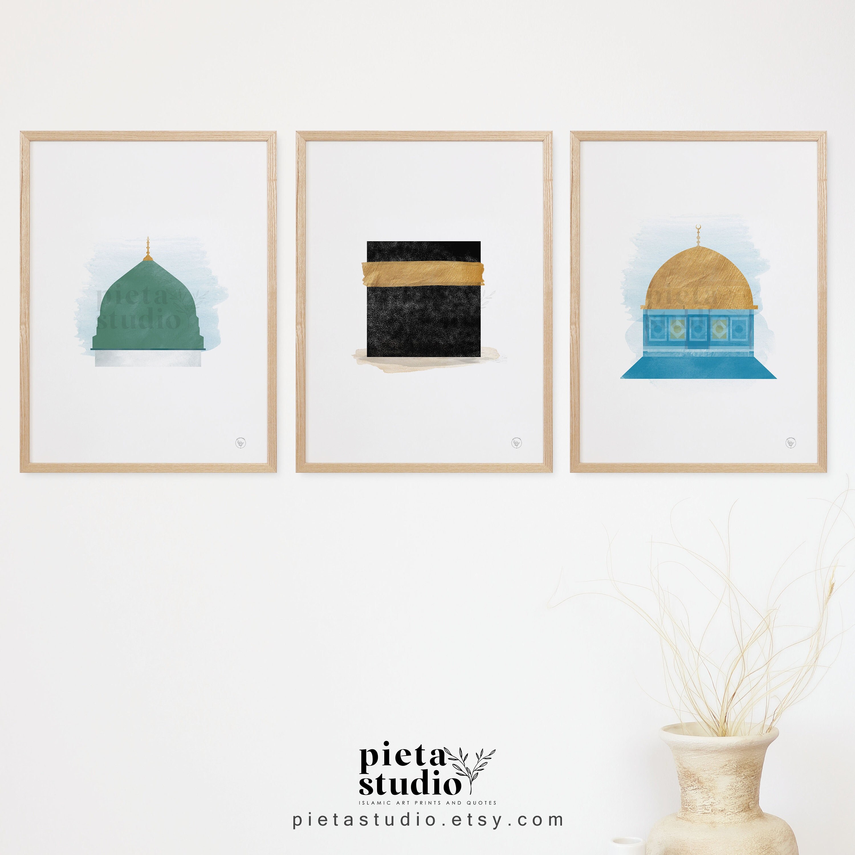 Prints Digital Prints Mecca Hajj Umrah Illustration Kaba Masjid Nabawi ...