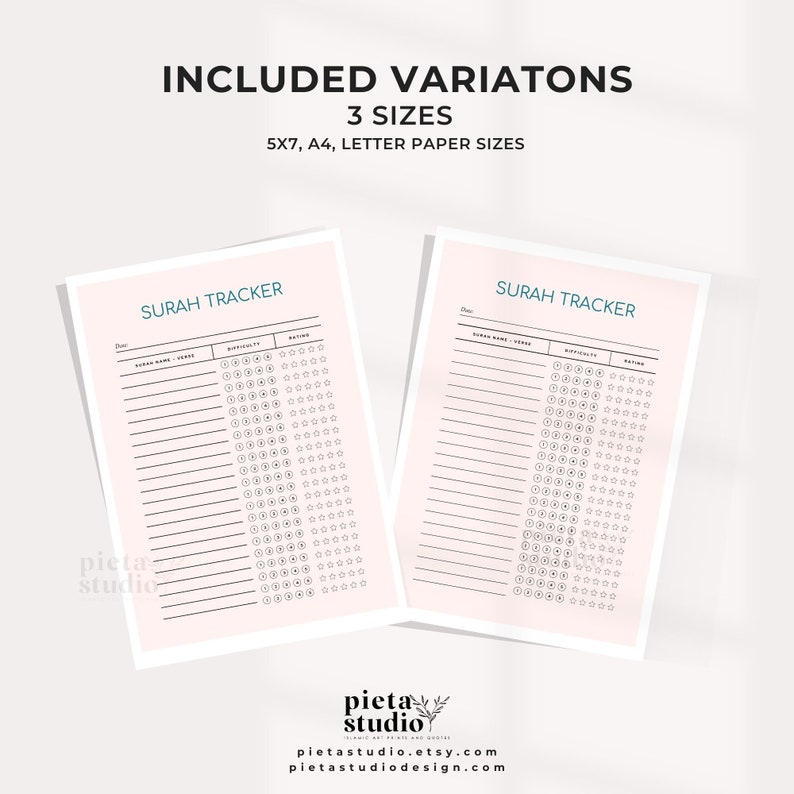 Surah Checklist, Surah Tracker Printable, Muslim Prayer Chart, Islamic ...