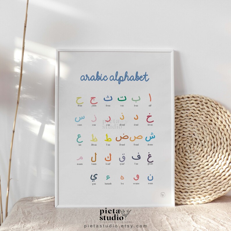 Colorful Arabic Alphabet Poster Digital Print Islamic Wall - Etsy