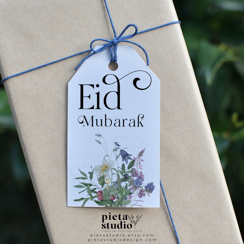 Eid Mubarak Gift Tag, Eid Gift Tag Printable, Wildflower Bouquet ...