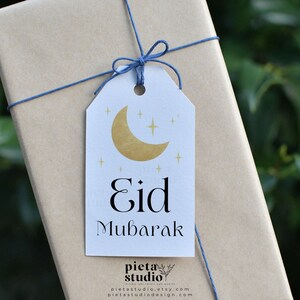 Eid Mubarak Gift Tags, Eid Gift Tag Printable, Moon Eid Favors, Modern ...