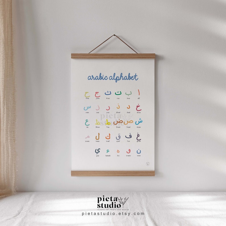 Colorful Arabic Alphabet Poster Digital Print Islamic Wall - Etsy