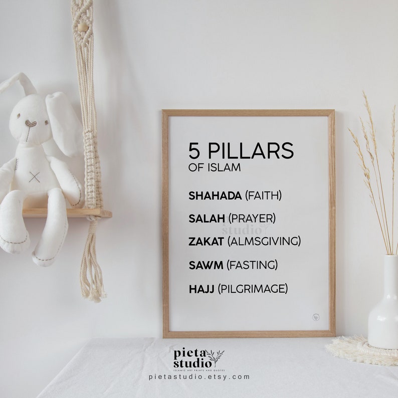 5 Pillars of Islam Wall Art Printable, Islamic Reminders Poster, Muslim ...