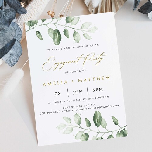 Printable Potted Plants Engagement Party Invitation Template - Etsy