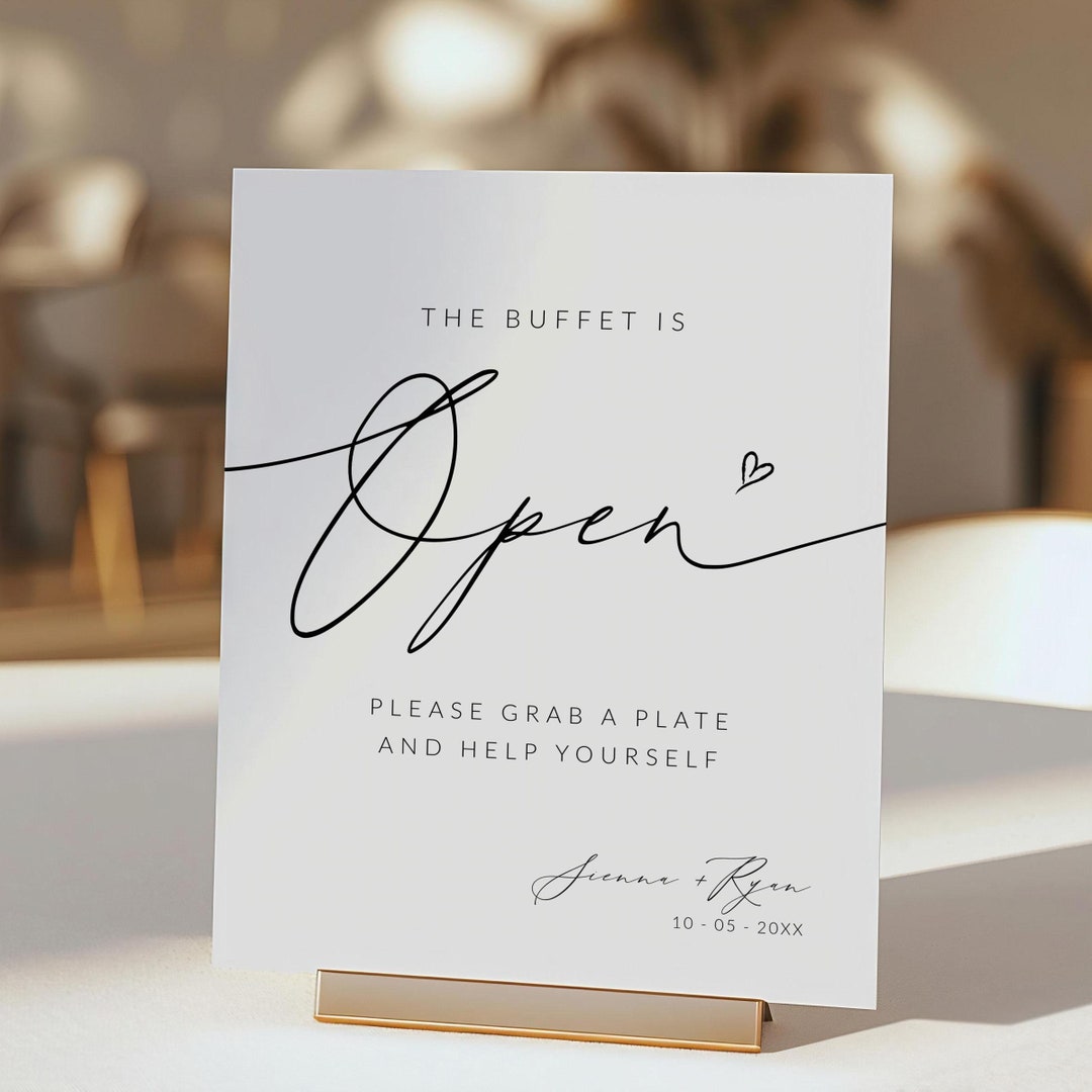 Buffet Table Sign, Buffet is Open Wedding Template, Food Buffet Sign ...