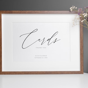 Card Table Sign, Printable Wedding Sign, Editable Template, Modern ...